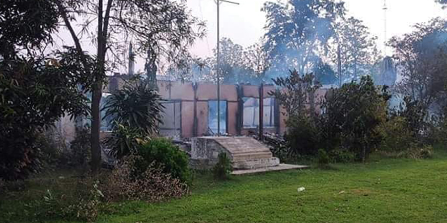 မင်းကင်းမြို့နယ် ကြာပင်ရွာ အ.ထ.က ကျောင်း မီးလောင်