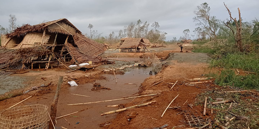 မိုခါဆိုင်ကလုန်းမုန်တိုင်းကြောင့် ပုဏ္ဏားကျွန်းတွင် နေအိမ်အဆောက်အဦ ၈၀ ရာခိုင်နှုန်းခန့် ပျက်စီး